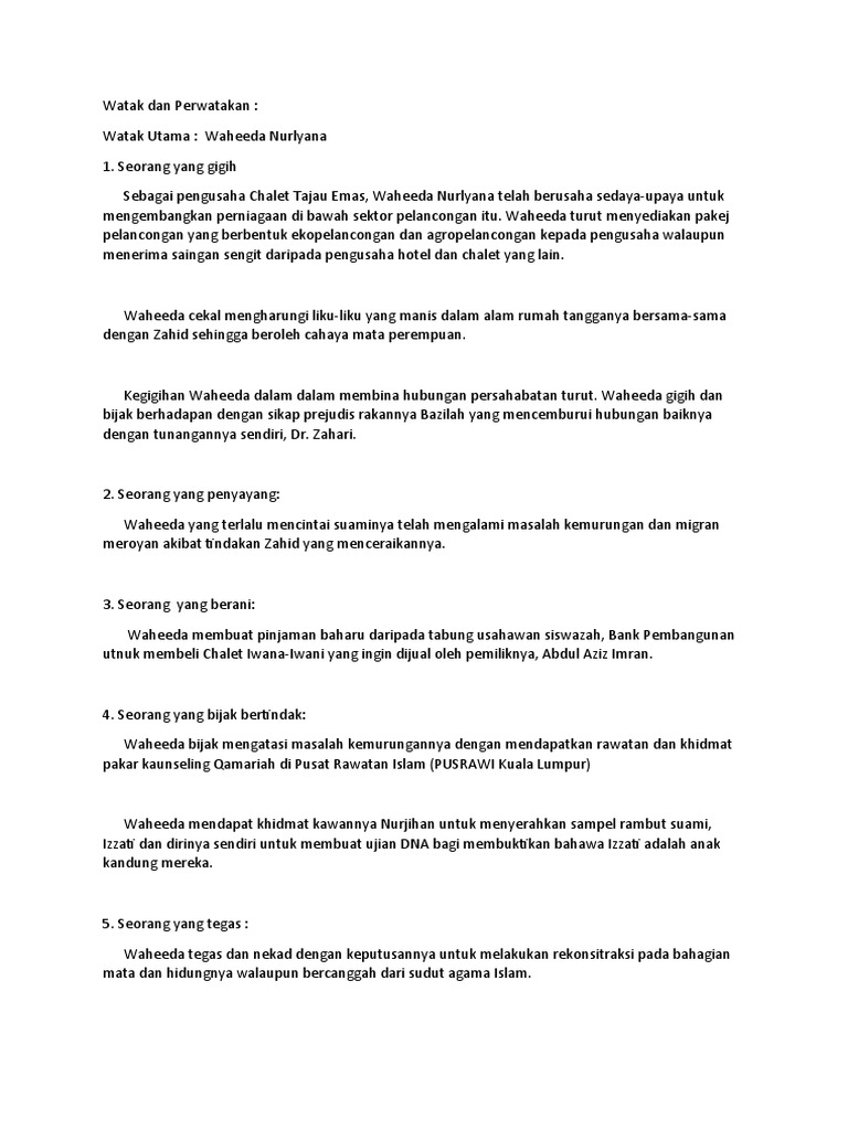 Watak Dan Perwatakan Novel Tirani | PDF