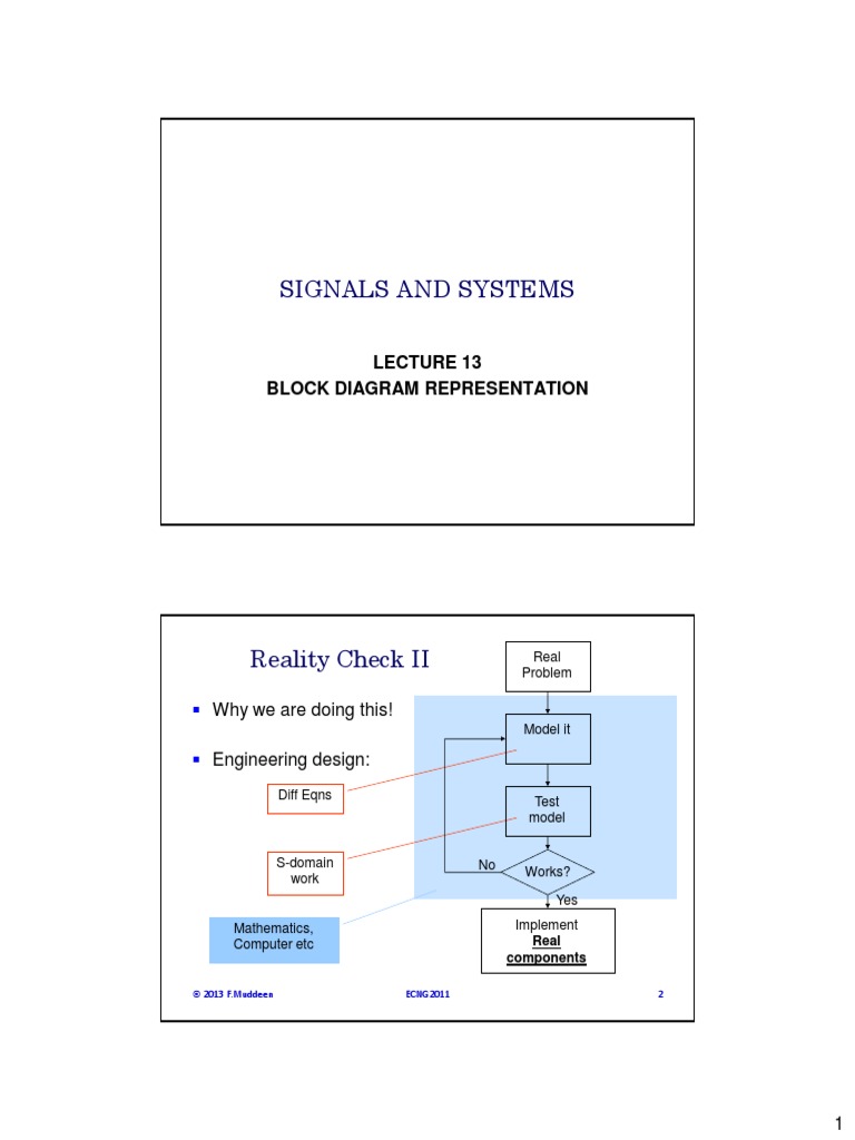 Signals and Systems: Block Diagram Representation | PDF | Applied ...