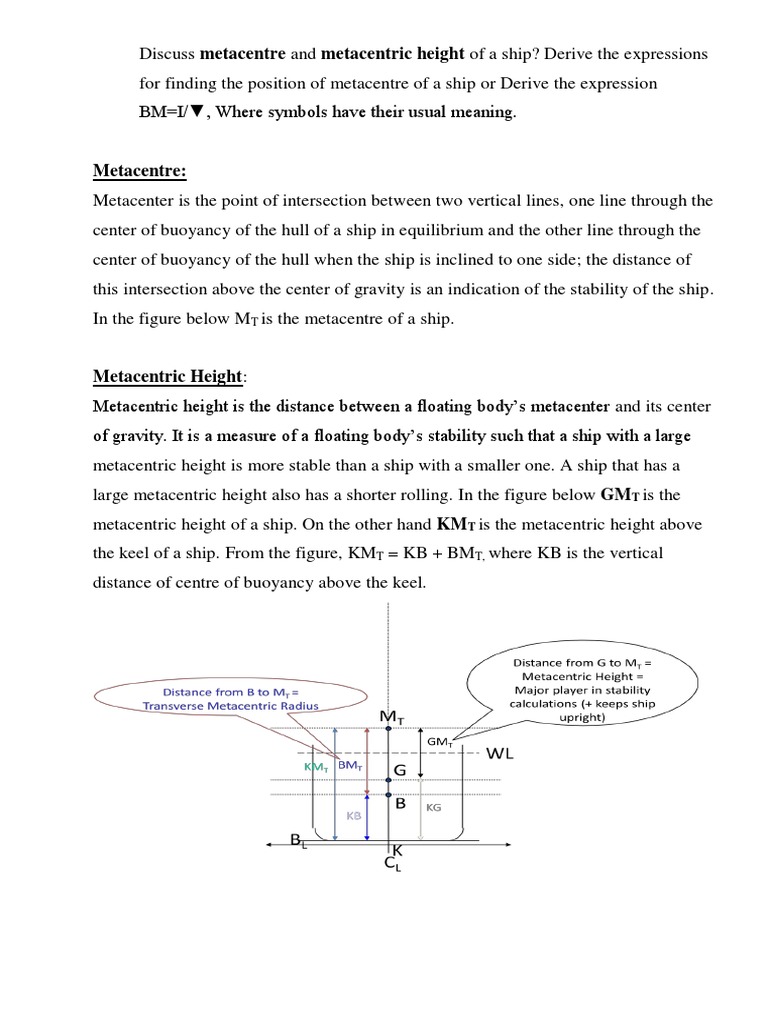 Metacentre & Metacentric Height of A Ship (02042020) | Download Free ...