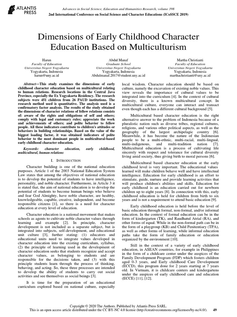Dimensions of Early Childhood Character Education Based On ...
