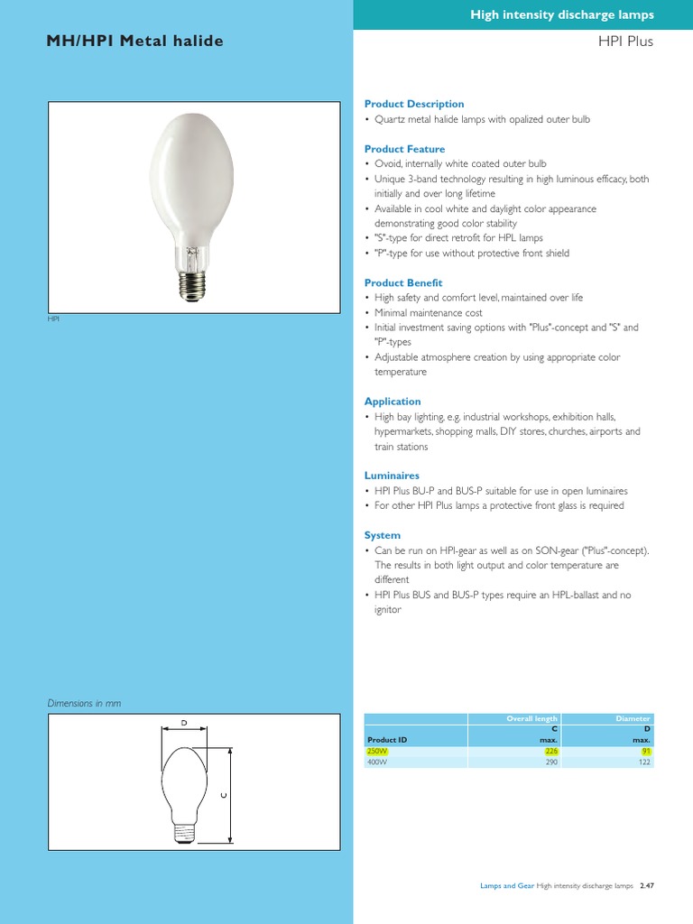 HPI-PLUS (Metal Halide Lamp) | PDF | Lighting | Light