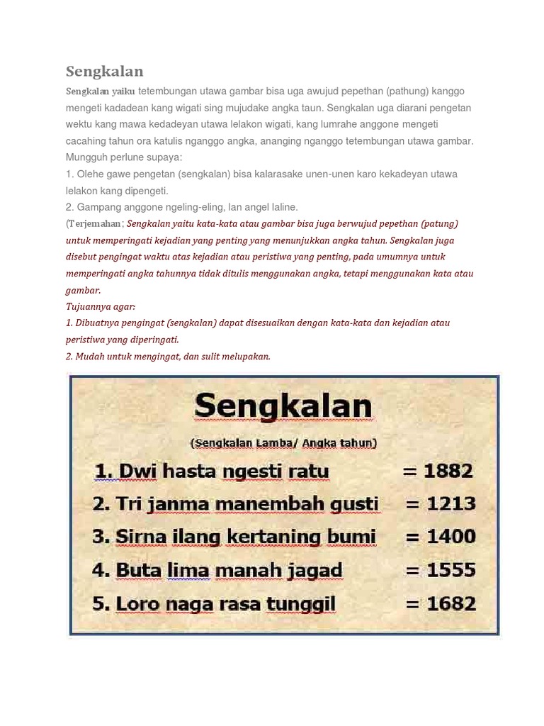 Jenis dan Cara Membuat Sengkalan | PDF | Kajian Bahasa Asing | Griya ...