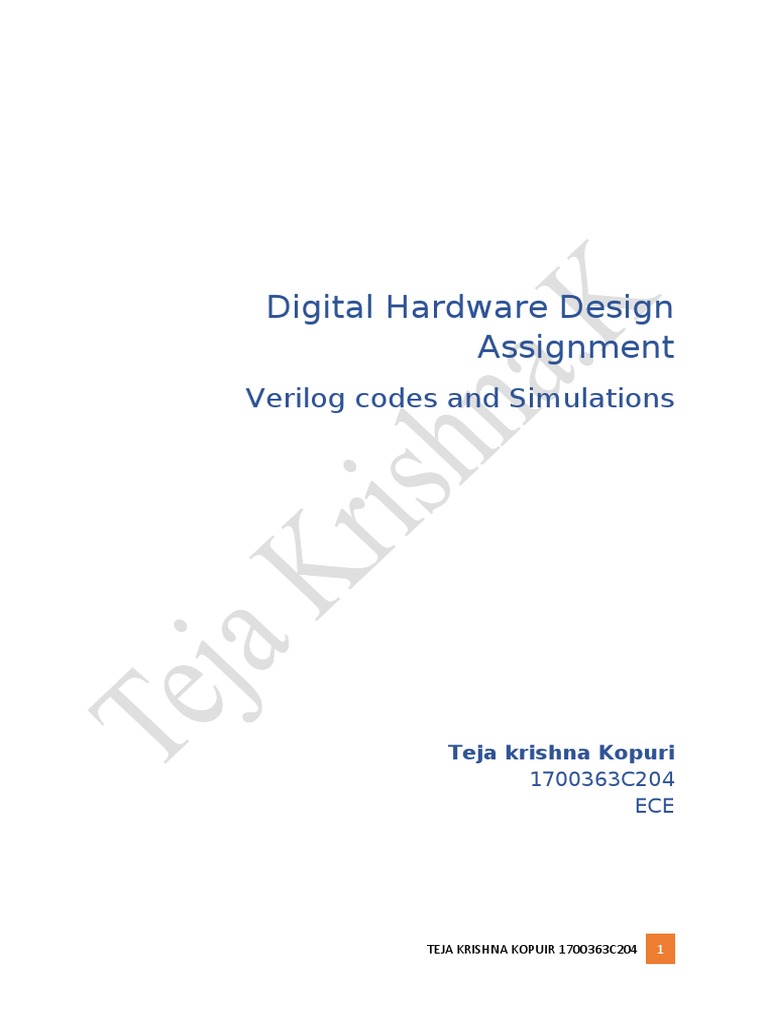 Digital Hardware Design Assignment Verilog Codes And Simulations Pdf Computer Data