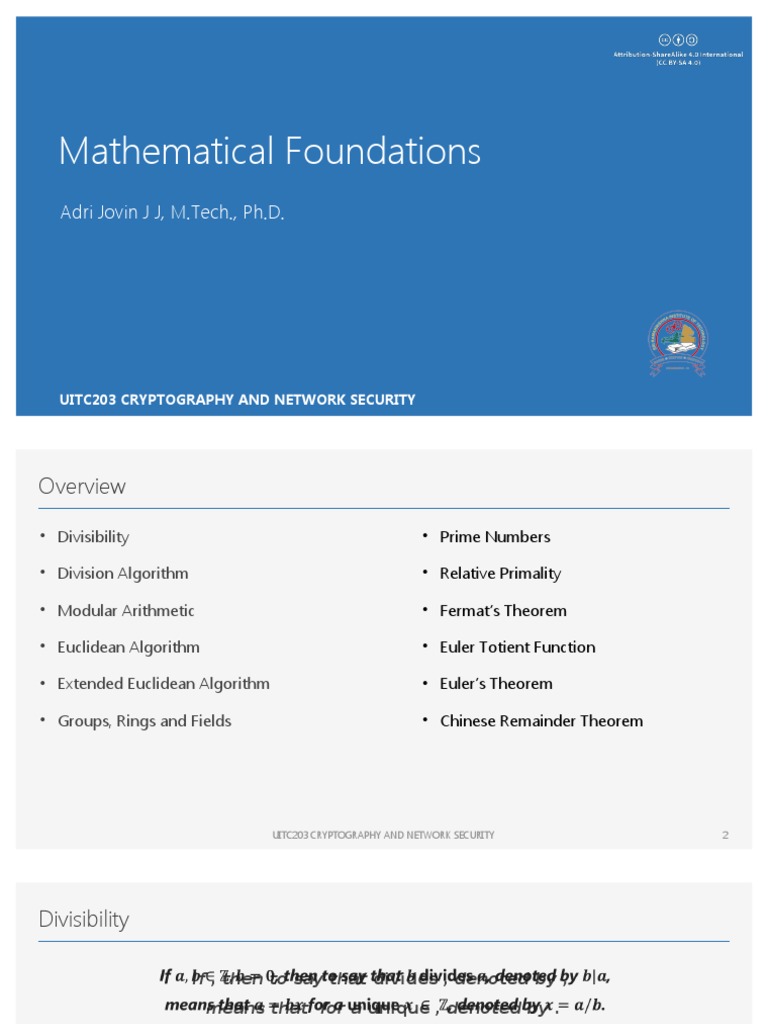 Mathematical Foundations of Cryptography | PDF | Prime Number | Integer