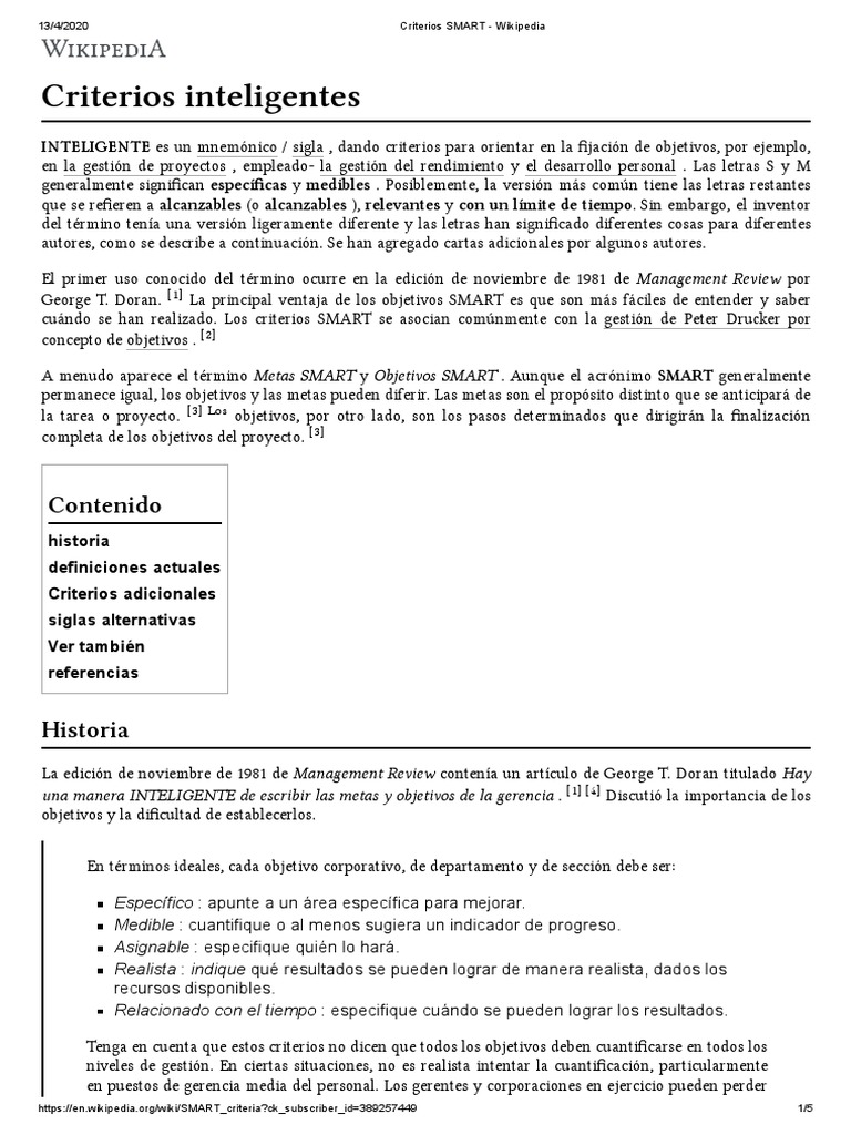 Criterios SMART - Wikipedia PDF | PDF | Business | Informática y ...