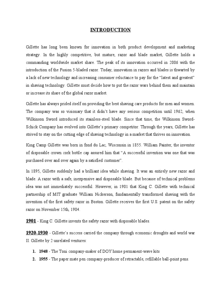 Gillette Case Study Introducion | PDF | Razor | Shaving