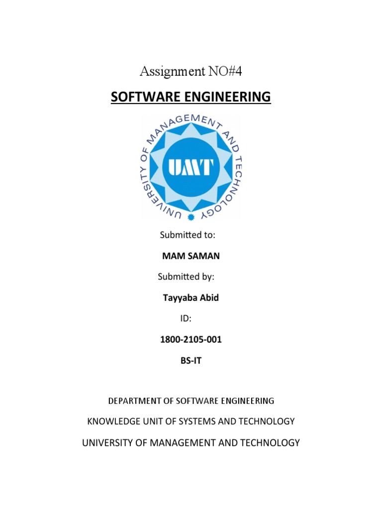 Software Engineering: Assignment NO#4 | PDF | Computers