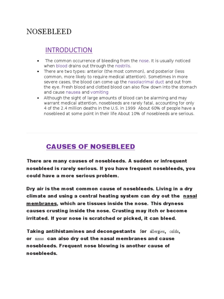 Causes of Nosebleed | PDF | Medical Specialties | Clinical Medicine