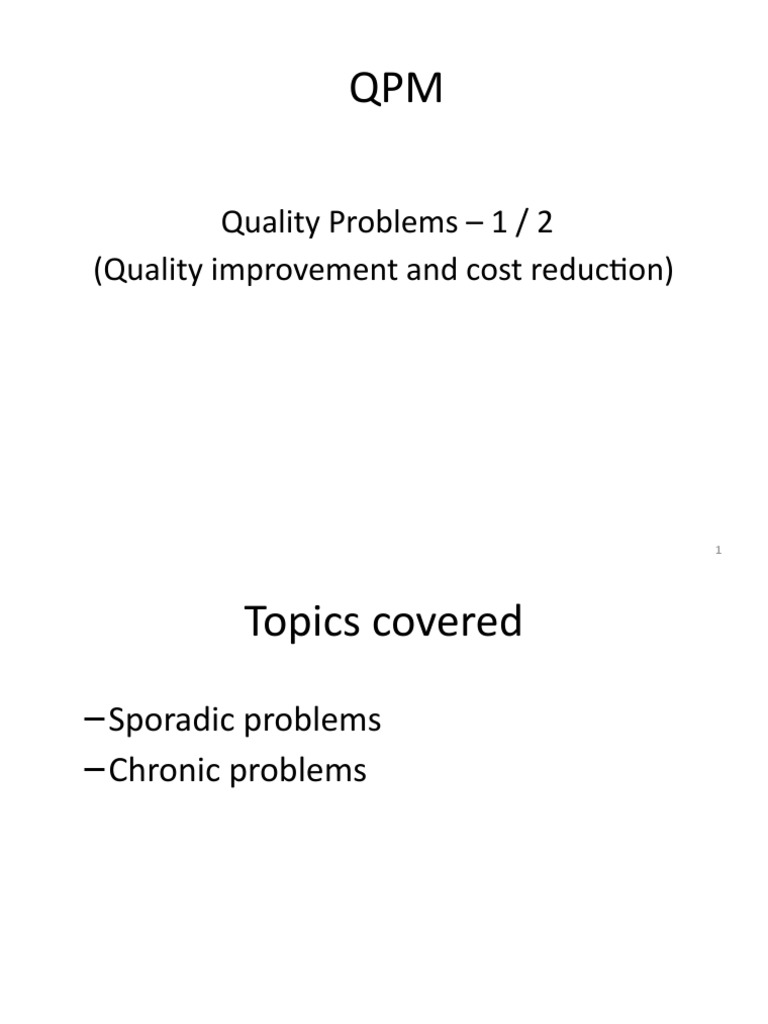 Quality Problems - 1 / 2 (Quality Improvement and Cost Reduction) | PDF ...