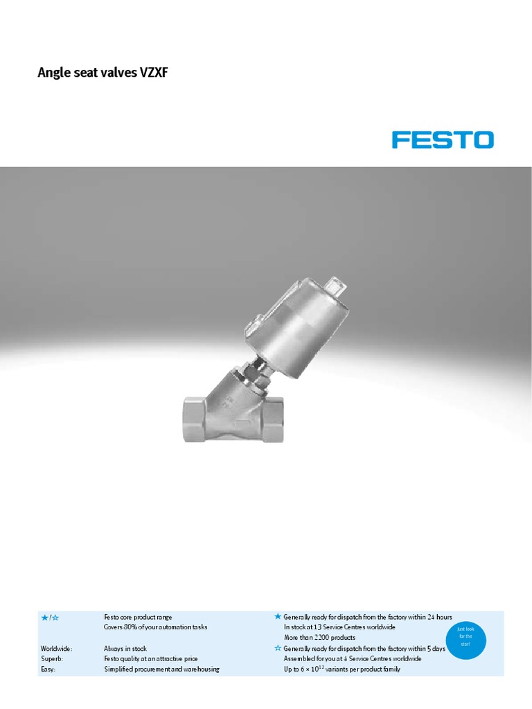 Angle Seat Valve Fest Data Sheet | PDF | Valve | Actuator