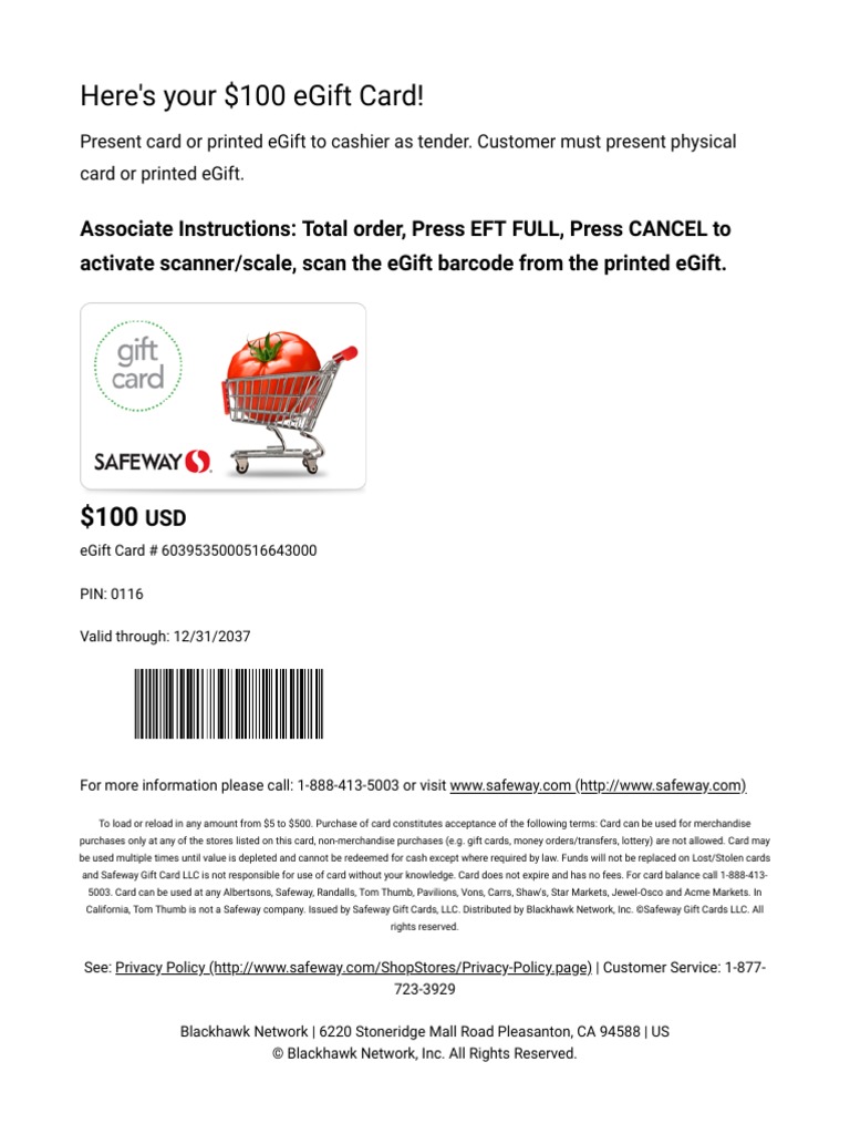 Your Safeway Egift Card PDF | PDF