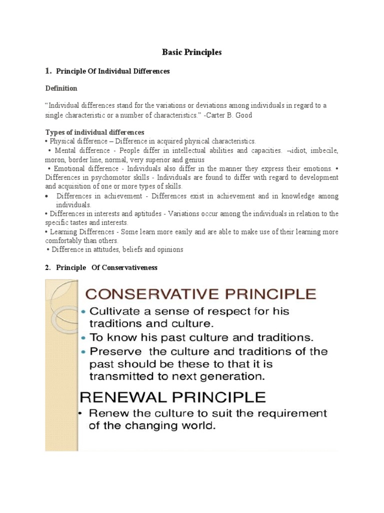 Basic Principles: Principle of Individual Differences | PDF | Mind ...