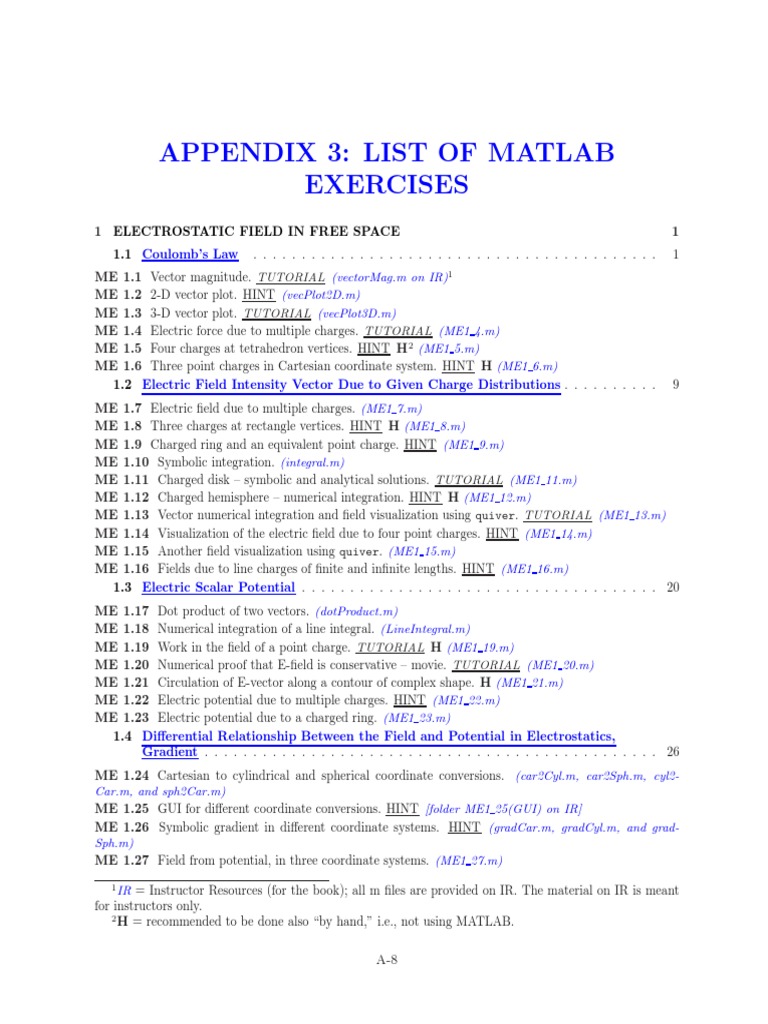 MATLAB Exercises for Electrostatic and Magnetostatic Fields | PDF ...