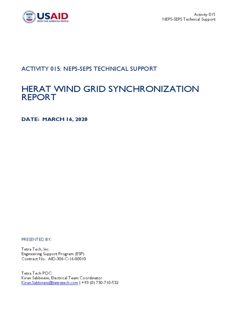 Herat Wind Grid Synchronization: Activity 015: Neps-Seps Technical ...