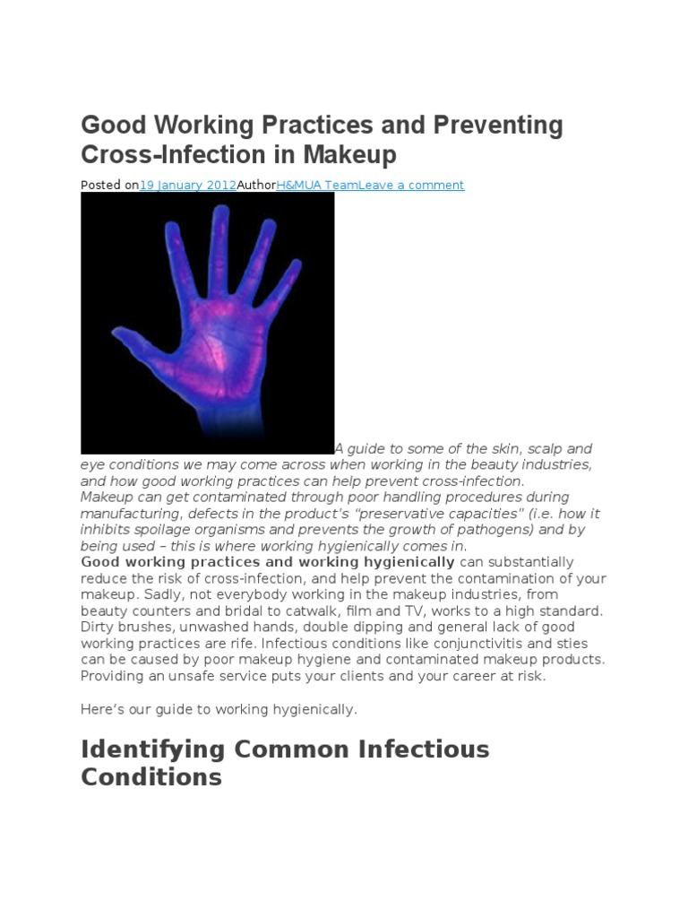 Good Working Practices and Preventing Cross-Infection in Makeup | PDF ...