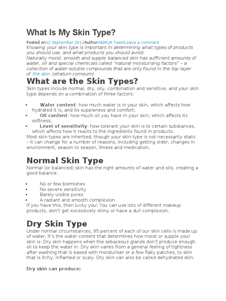 Understanding Your Skin Type | PDF | Epidermis | Human Skin Color