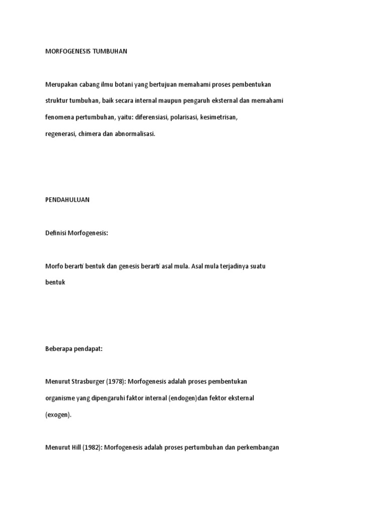Proses Morfogenesis Tumbuhan | PDF