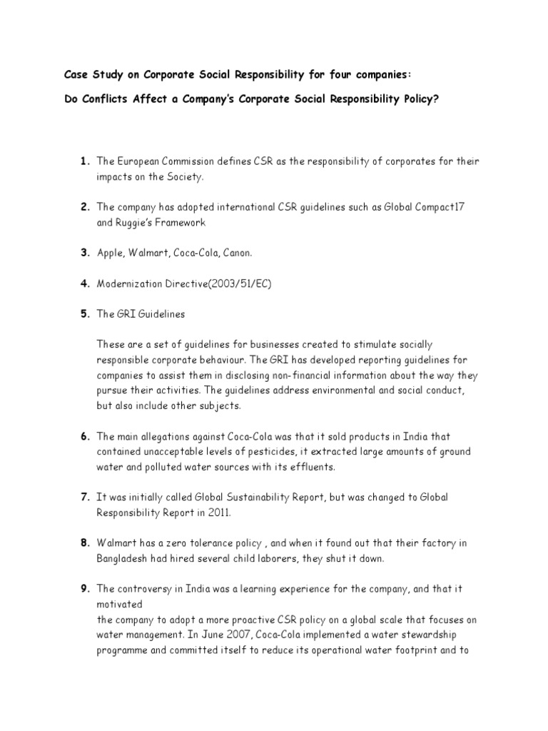 CSR Assignment | PDF | Corporate Social Responsibility | Water