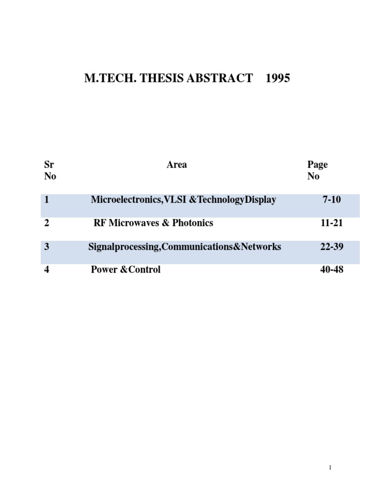 Mtech Thesis Abstract 1995 | PDF | Data Compression | Wavelength Division Multiplexing