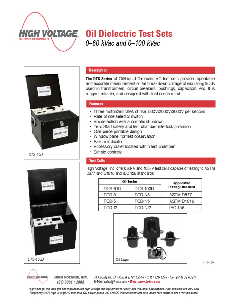 DTS Oil Dielectric Test Sets | PDF | Mains Electricity | High Voltage