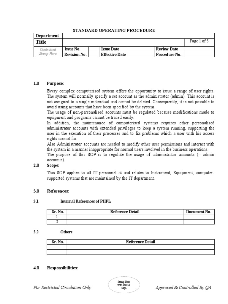 Admin Account Management SOP | PDF | Access Control | Quality Assurance