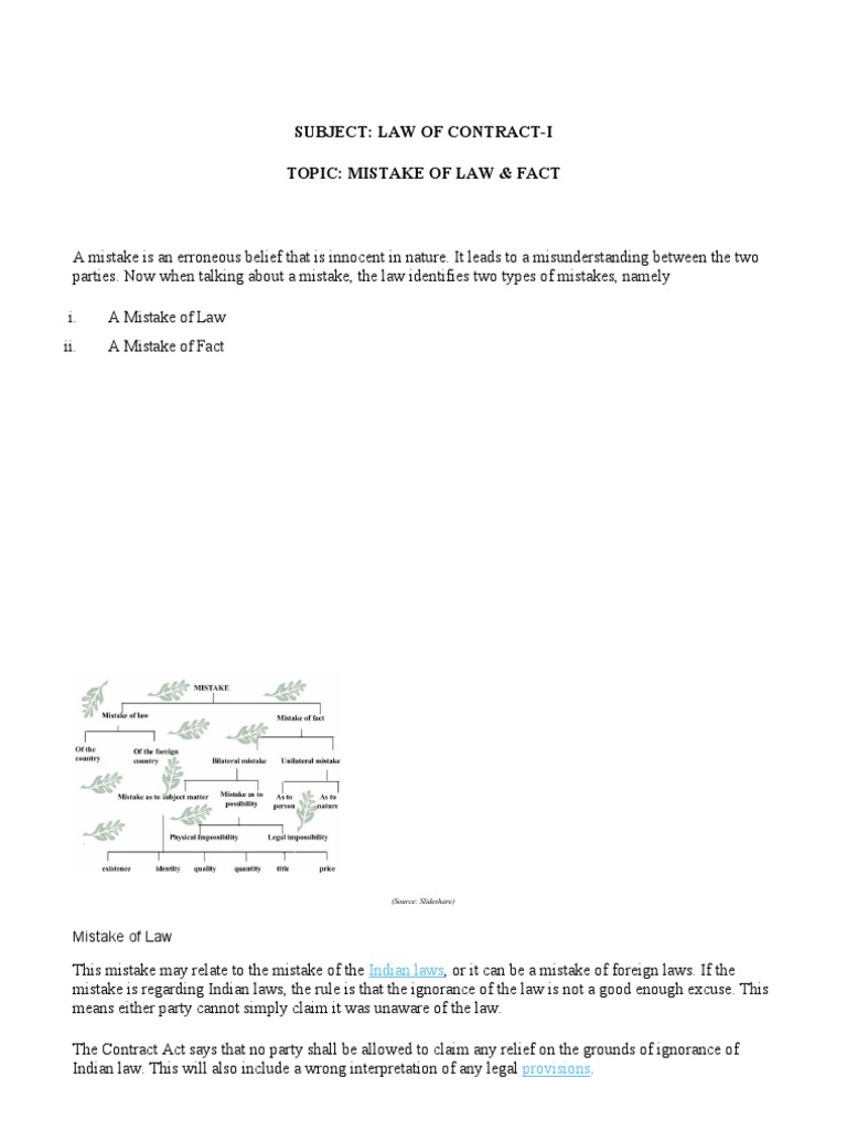 Mistake of Law and Fact | PDF | Government Information | Common Law