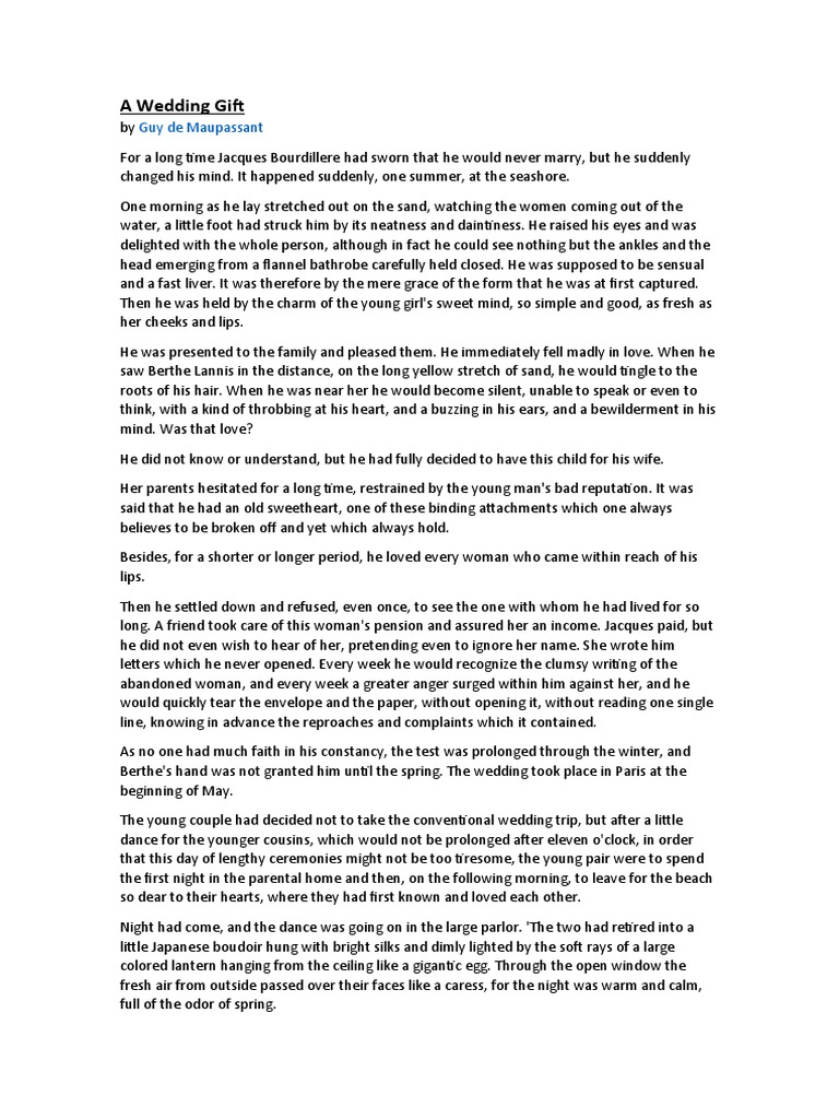 A Wedding Gift: Guy de Maupassant | PDF