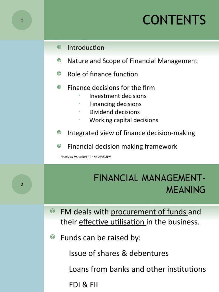 Nature and Scope of Financial Management Role of Finance Function ...