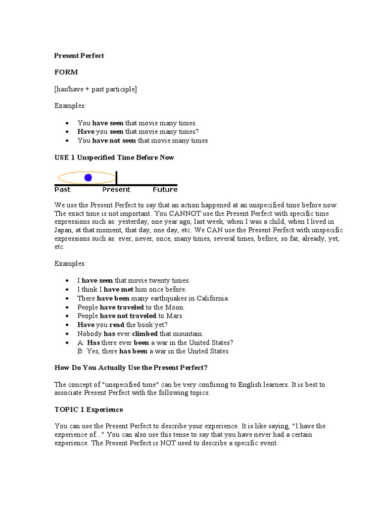 7c - Present Perfect | PDF | Perfect (Grammar) | Verb