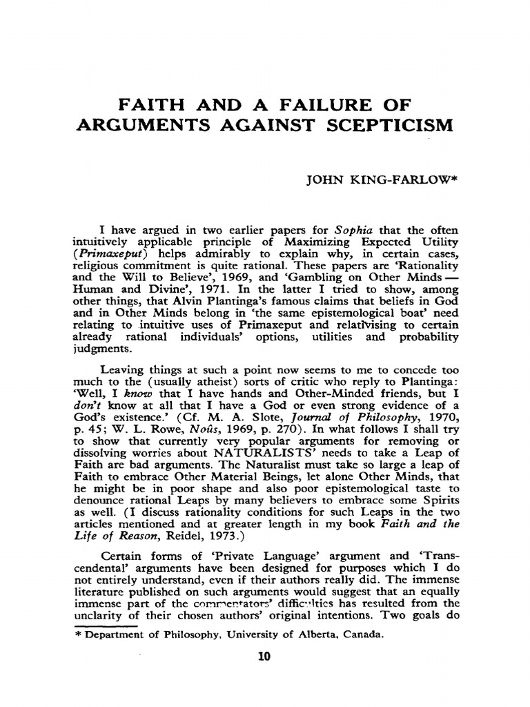 1978 John King Farlow Faith and | PDF | Skepticism | Faith