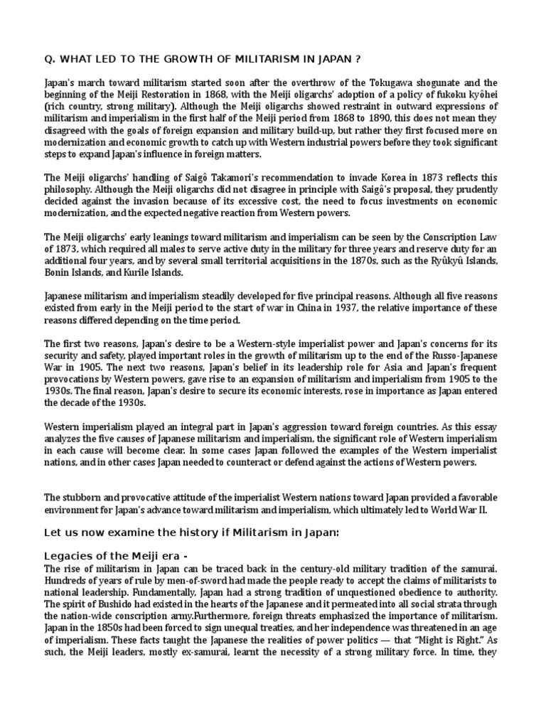 Japanese Militarism | PDF | Empire Of Japan | Militarism