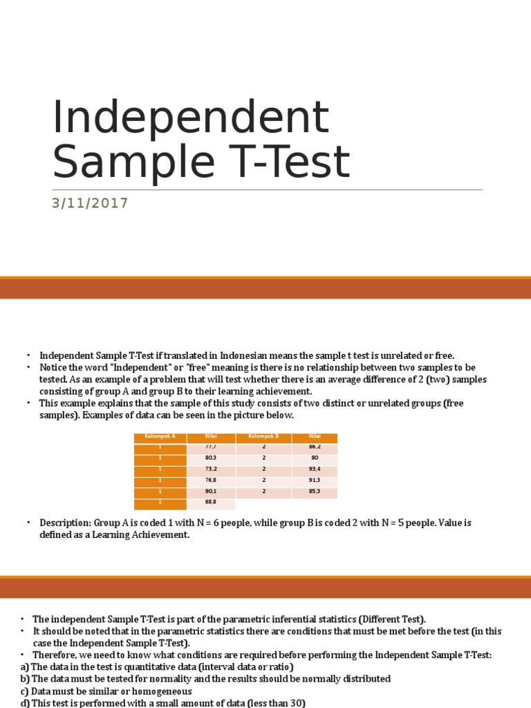 Independent Sample T-Test Explained | PDF | Student's T Test ...