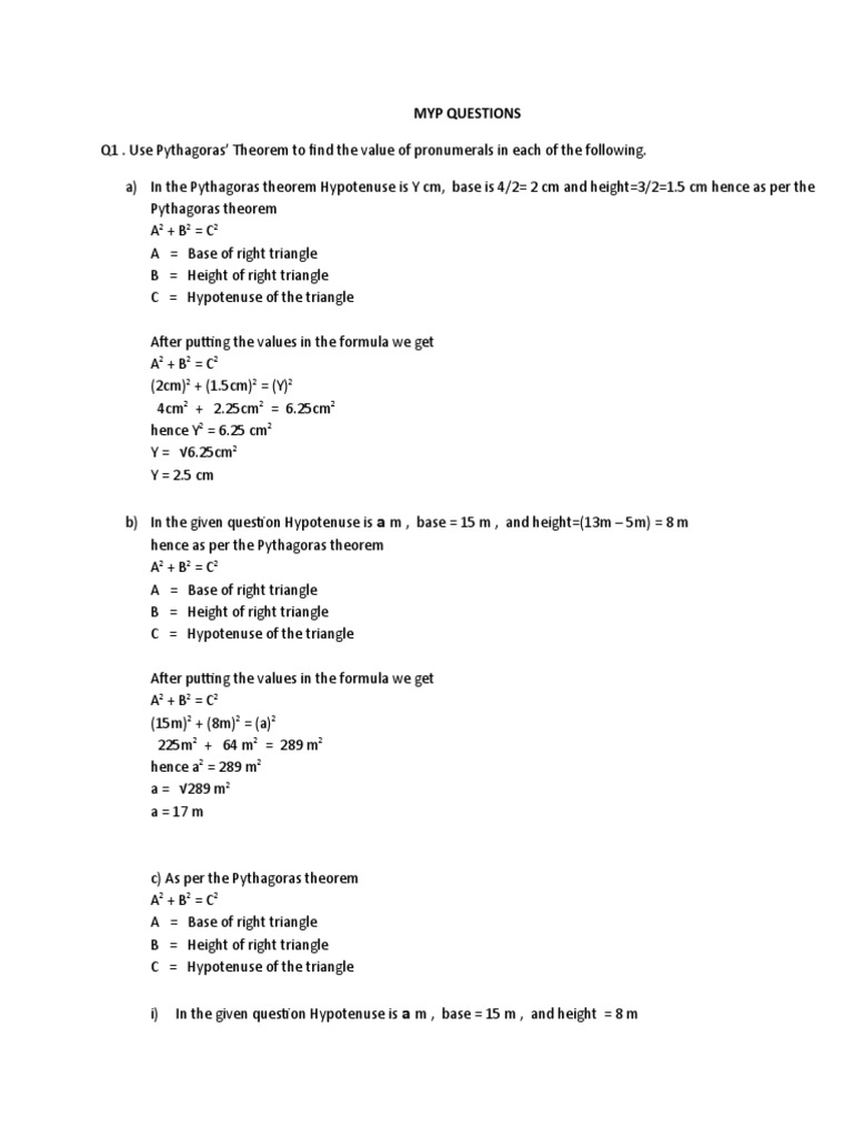 Myp Questions | PDF | Triangle Geometry | Euclidean Plane Geometry