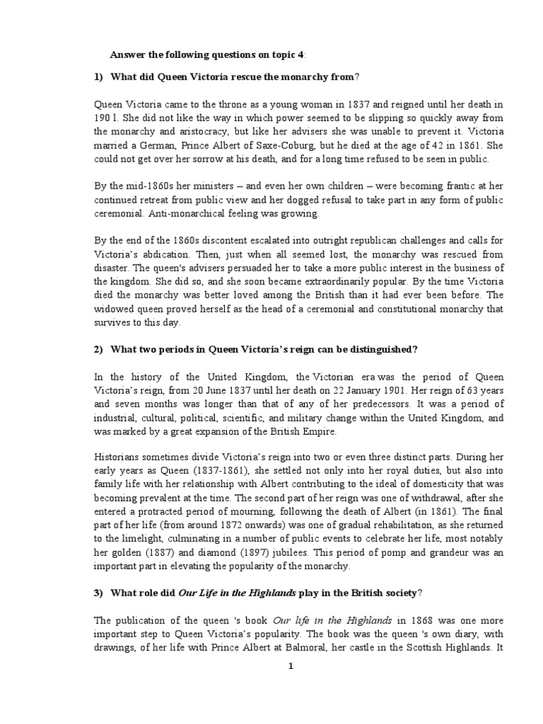 Queen Victoria's Influence on Monarchy | PDF | British Empire | Queen ...
