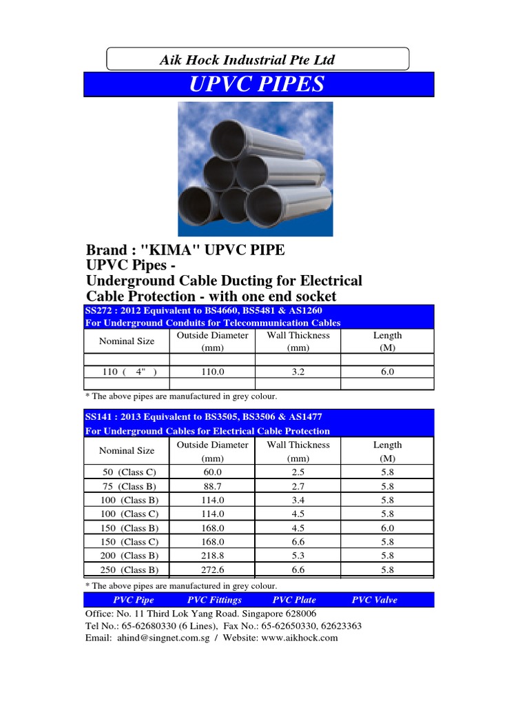 Catalogues - UPVC Pipes - 110 SS272 & SS141 Class B&C UPVC Electrical ...