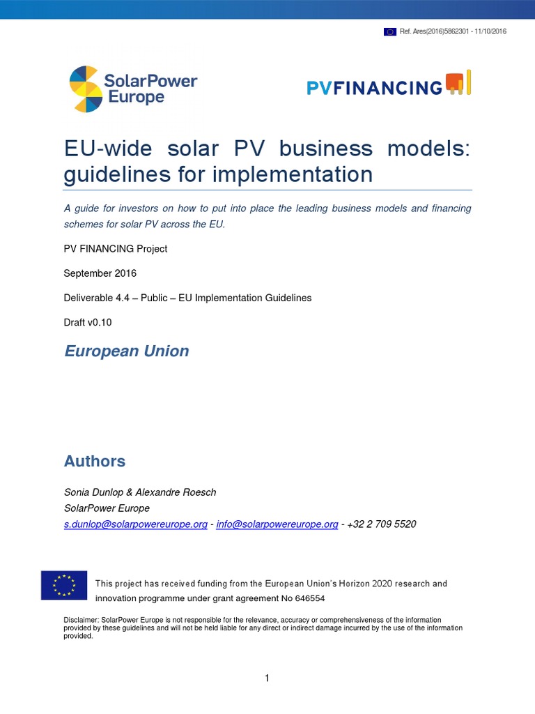 EU Solar PV Business Models | PDF | Solar Power | Photovoltaics