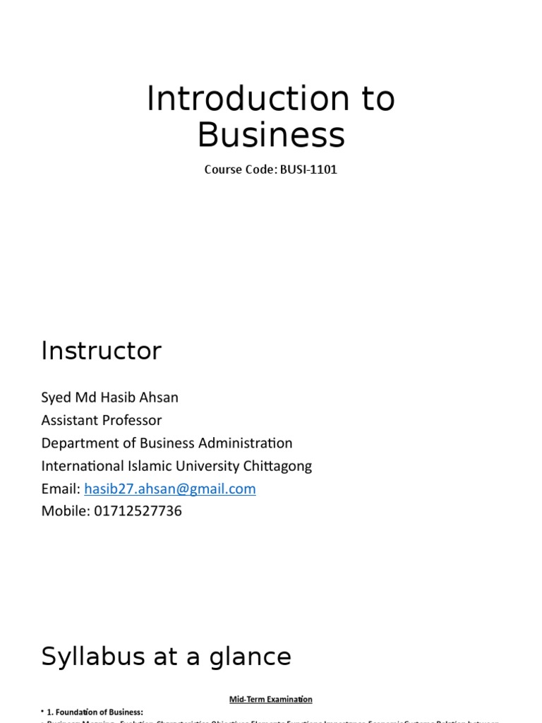 Introduction To Business: Course Code: BUSI-1101 | Download Free PDF ...