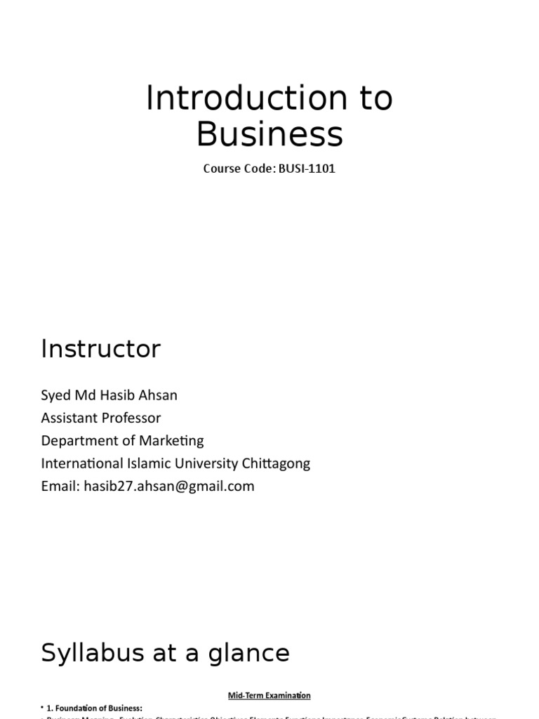 Introduction To Business: Course Code: BUSI-1101 | PDF | Franchising ...