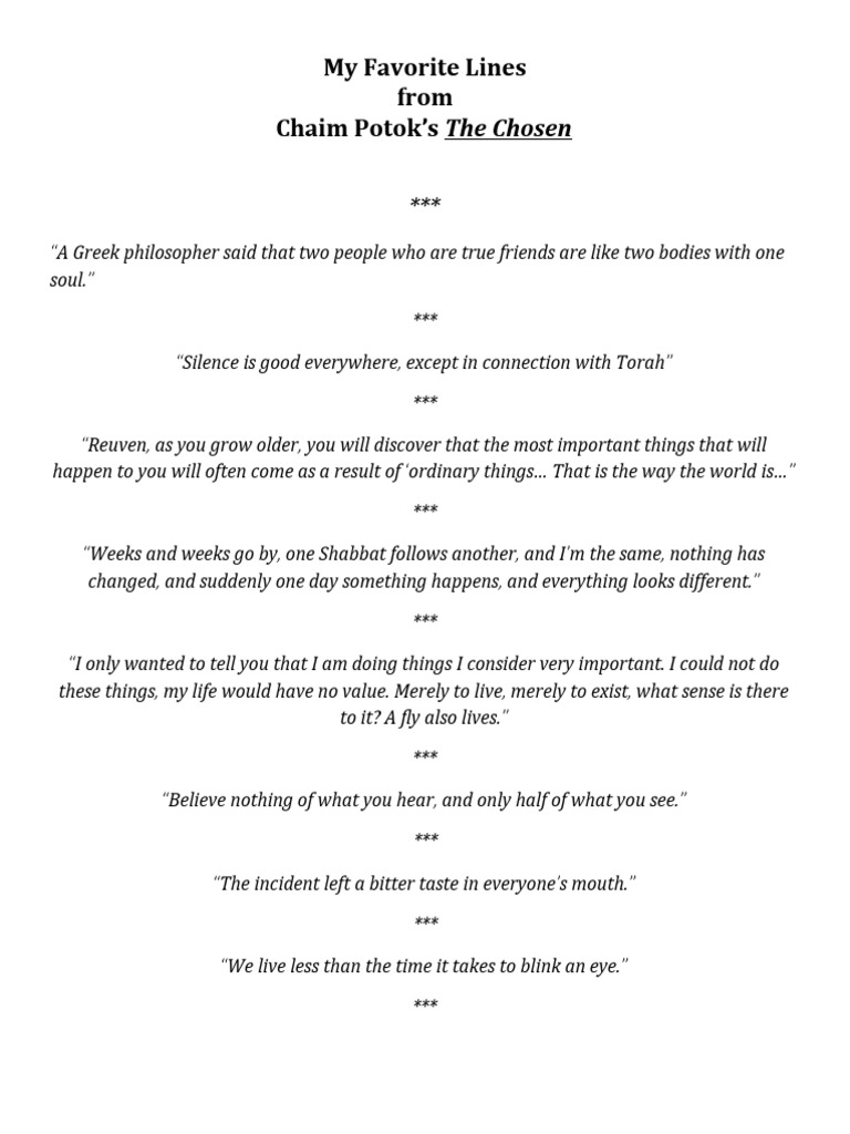 My Favorite Lines From The Chosen | PDF