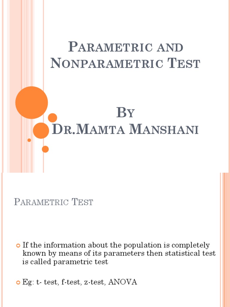 Parametric Vs Nonparametric Tests | PDF | F Test | Analysis Of Variance