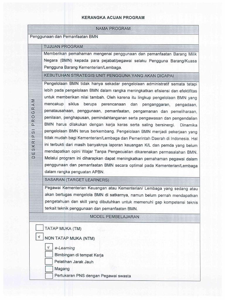 E Learning Penggunaan Dan Pemanfaatan BMN | PDF