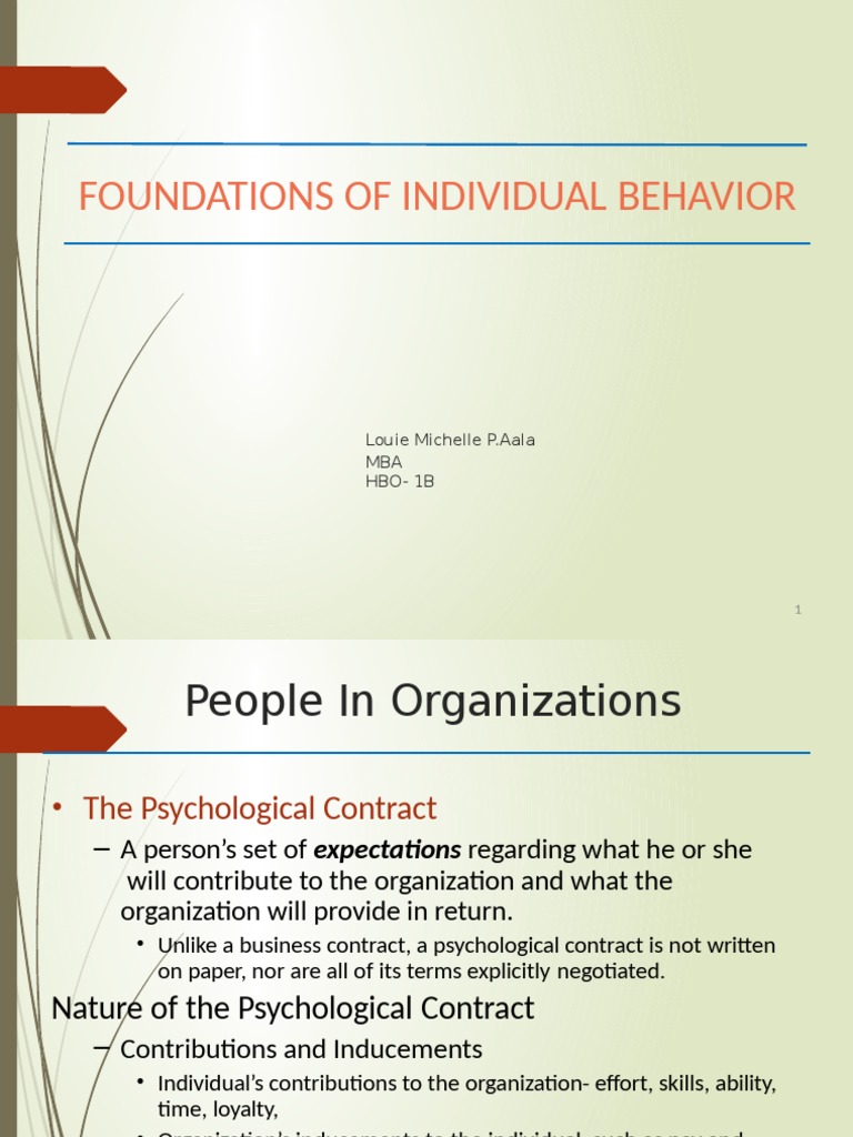 Understanding Individual Behavior in Organizations | PDF | Affect ...