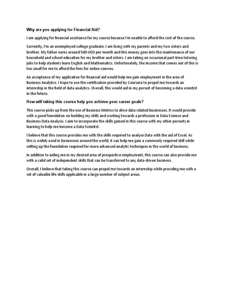 Why Are You Applying For Financial Aid | PDF