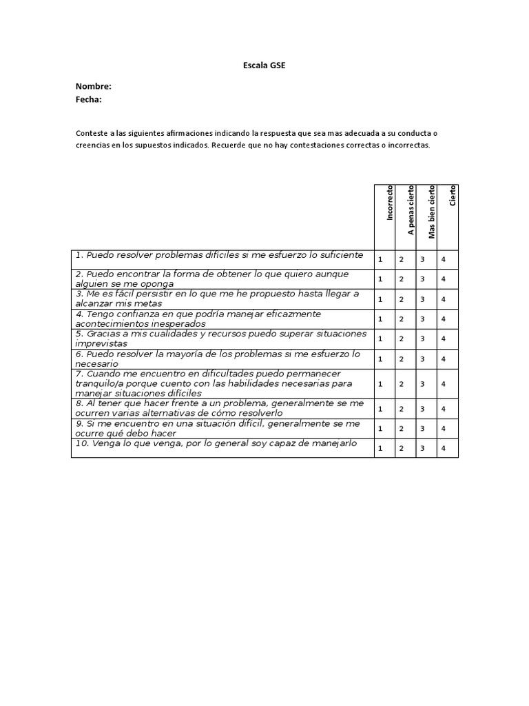 Escala GSE | PDF