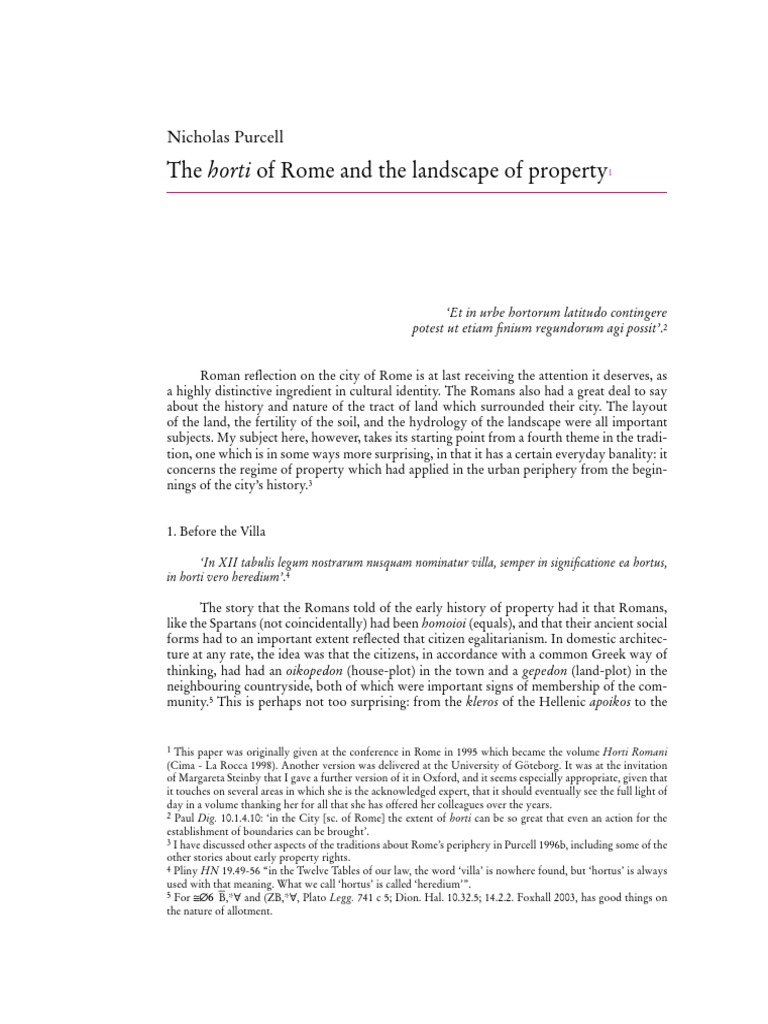 The Horti of Rome and The Landscape of P PDF | PDF | Roman Empire ...