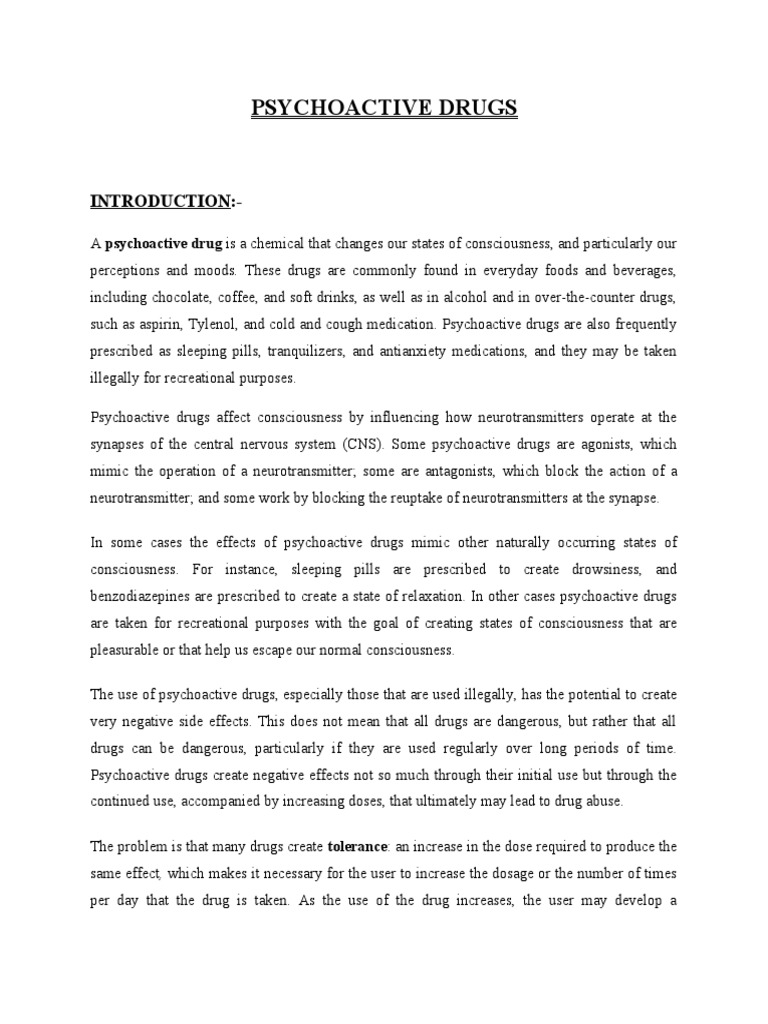 Psychoactive Drugs: Introduction | PDF | Psychoactive Drugs | Substance ...