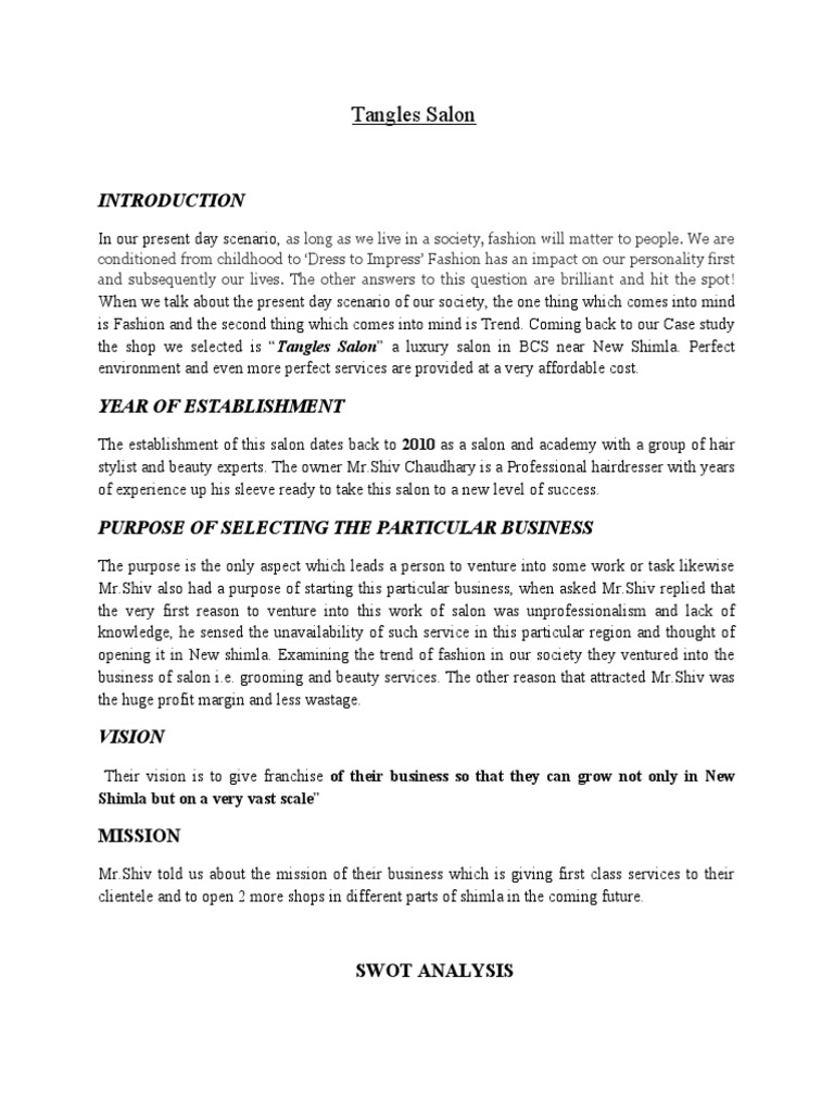 Case Study On Salon Business | PDF | Hairdresser | Business
