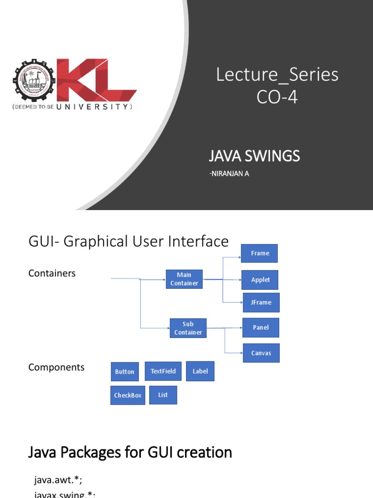 Swings Lecture Notes Pdf Pdf Object Oriented Programming Computer Programming