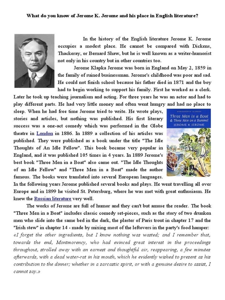What Do You Know of Jerome K. Jerome and His Place in English ...