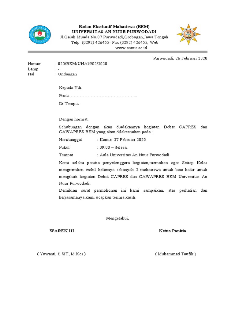 Surat Undangan BEM | PDF